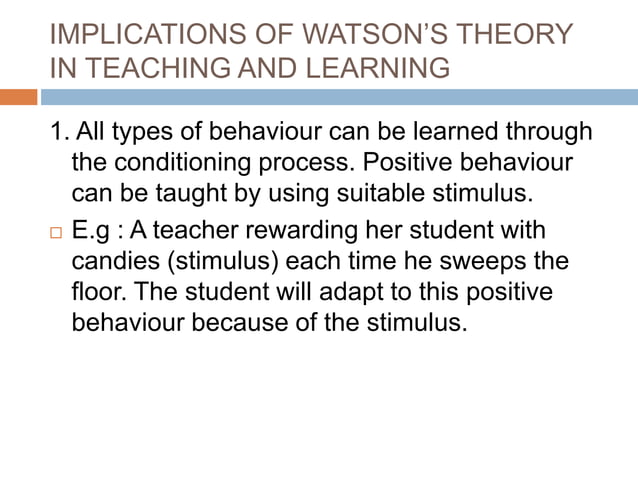 Watson’s conditioning theory | PPTX | Science