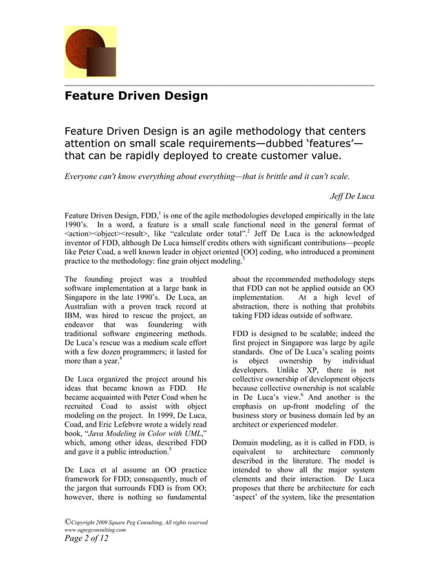 Feature driven design FDD | PDF | Programming Languages | Computing