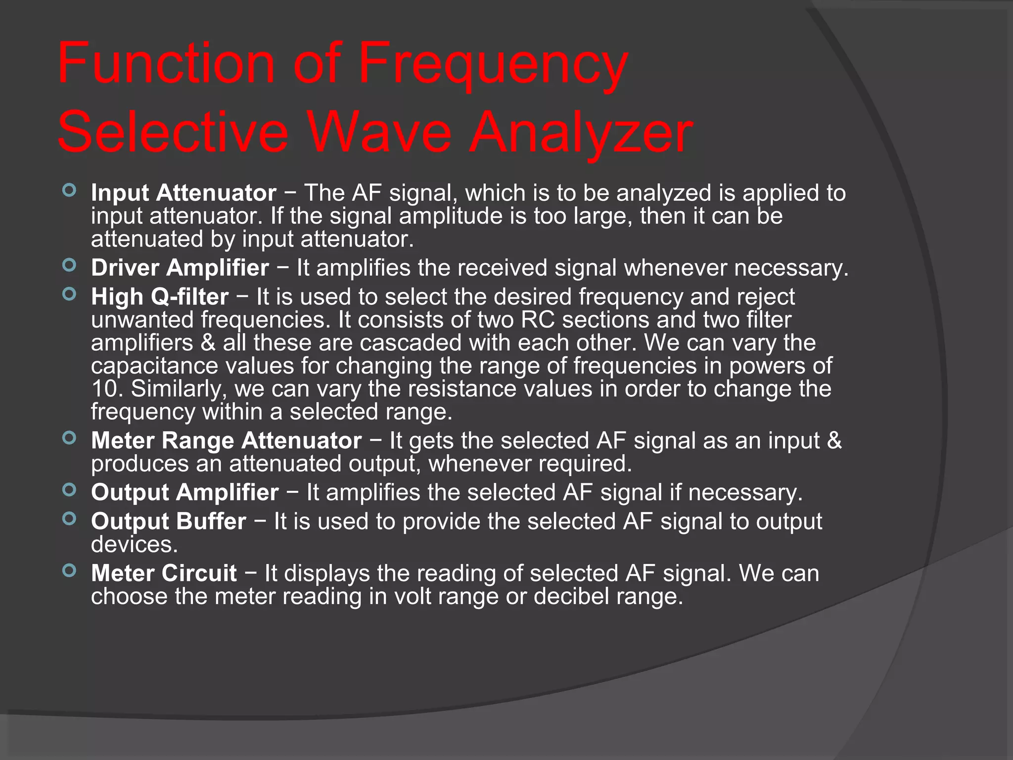 Wave analyzers done by Priyanga KR | PPT