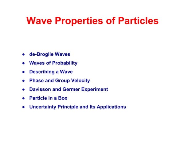 Wave Properties of Particles | PDF