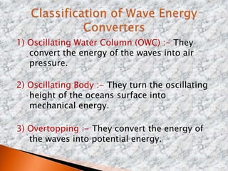 WAVE ENERGY presentation physics projects | PPTX | Physics | Science