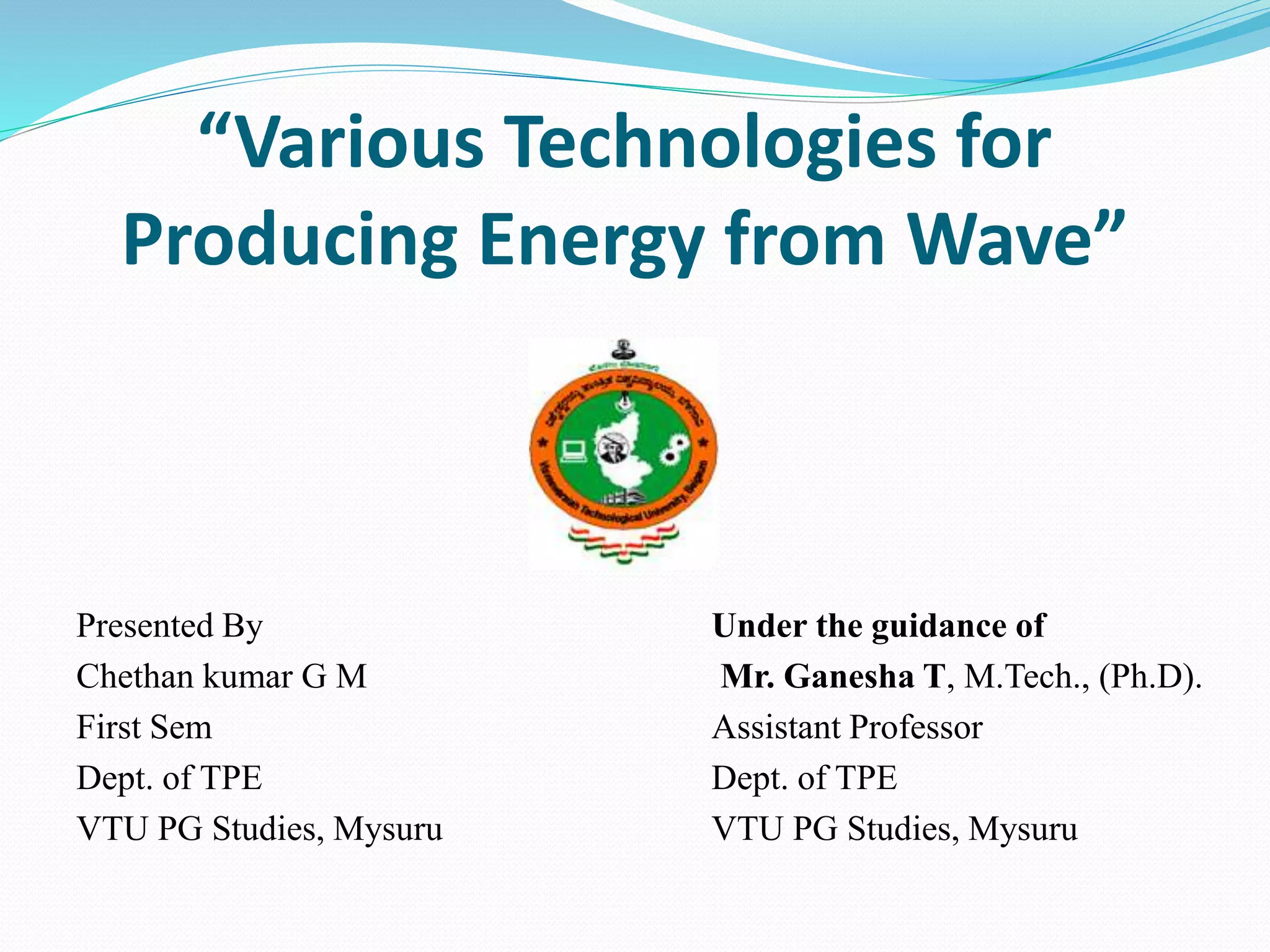 Wave energy technologies | PPT