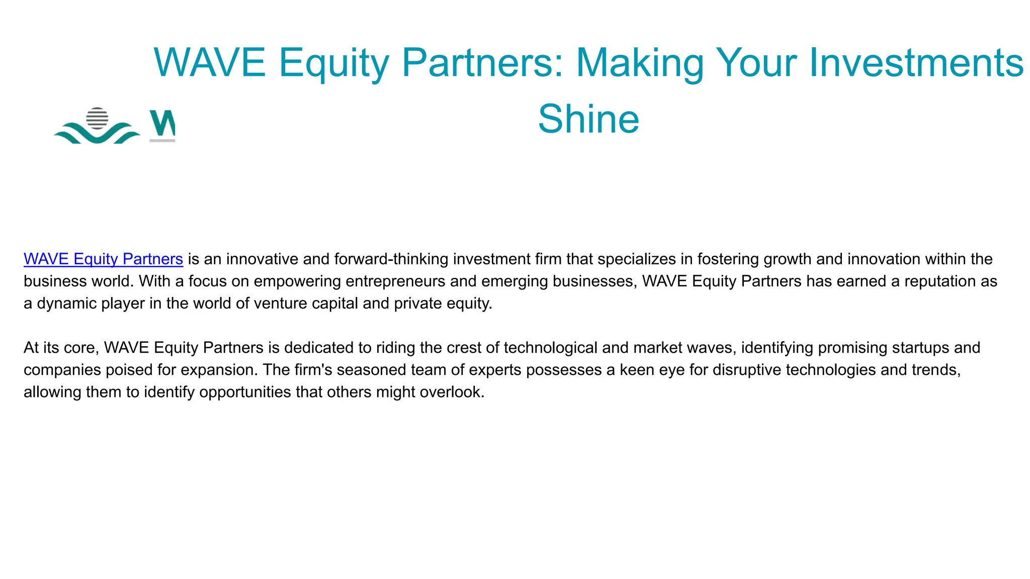 WAVE Equity Partners: Making Your Investments Shine.pptx