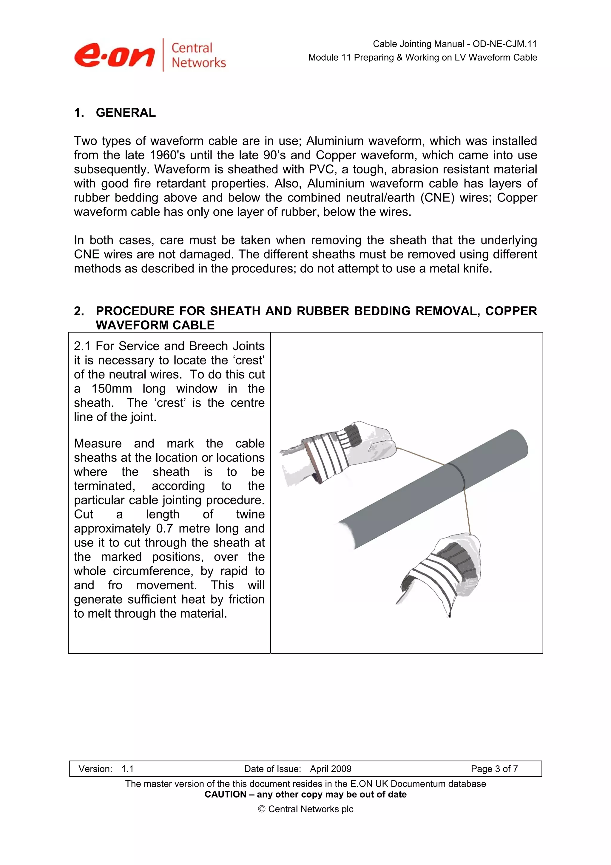 Waveform Cable Jointing Manual - Preparing & Working on LV Waveform ...