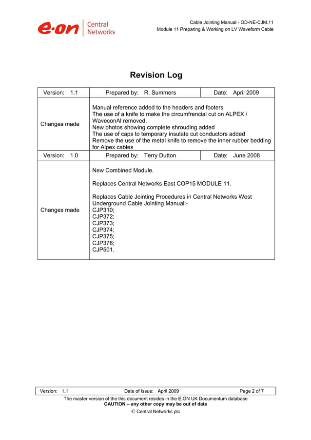 Waveform Cable Jointing Manual - Preparing & Working on LV Waveform ...
