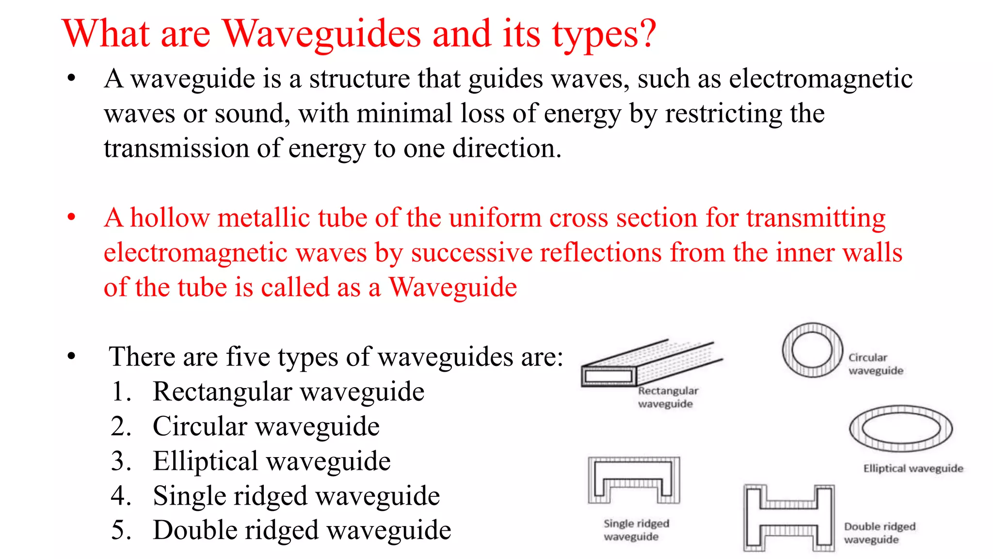 Waveguides and its Types Field view and structures | PPTX