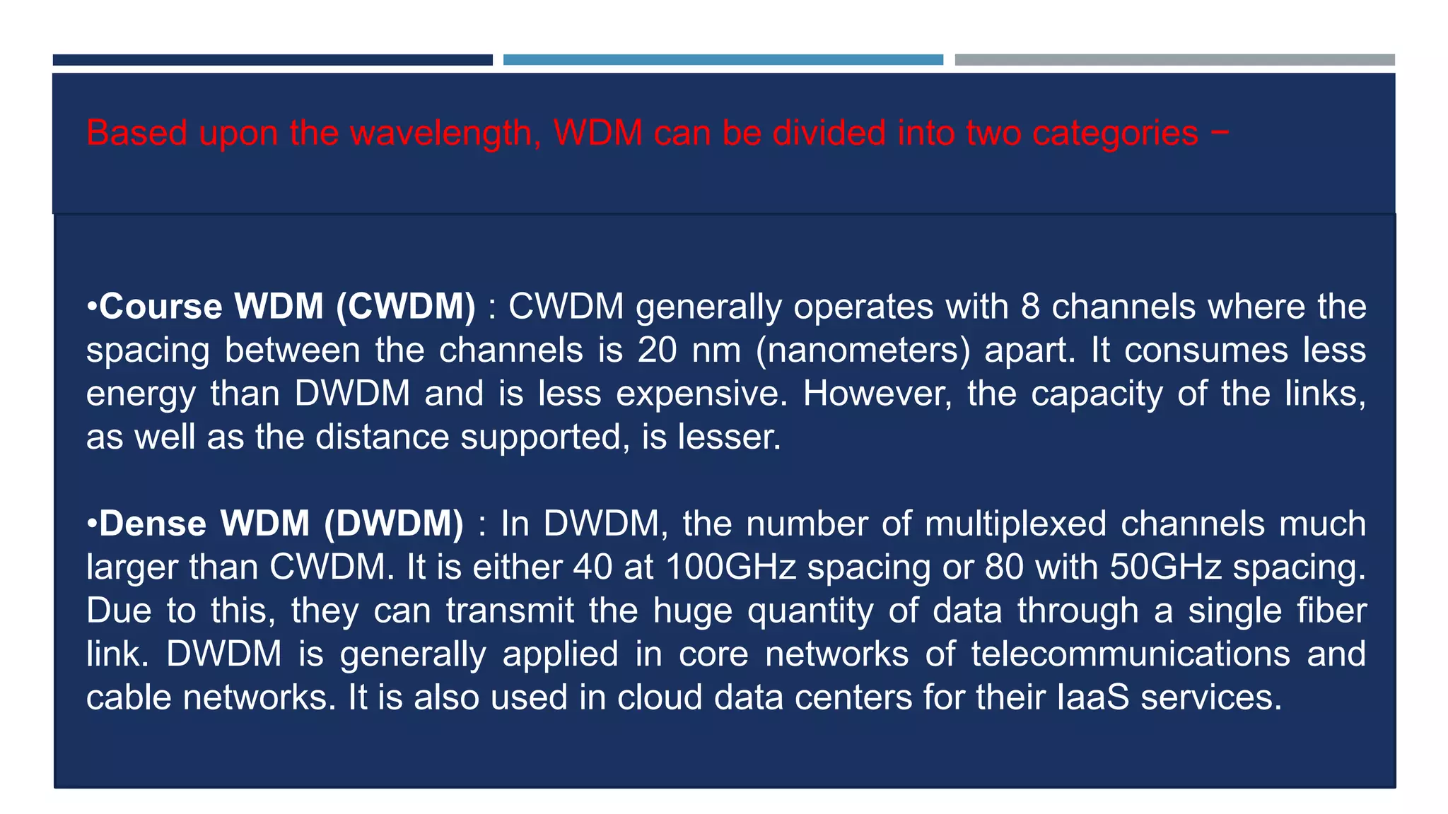 Wavelength division multiplexing | PPTX