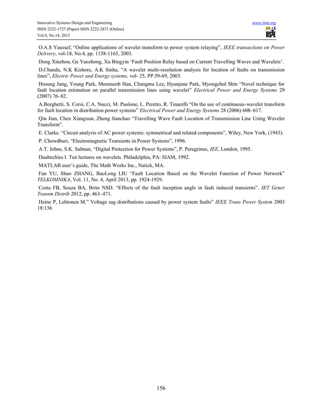 Wavelet Based Analysis For Transmission Line Fault Location Pdf Computer Networking Computing