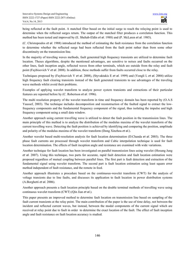 Wavelet Based Analysis For Transmission Line Fault Location Pdf Computer Networking Computing