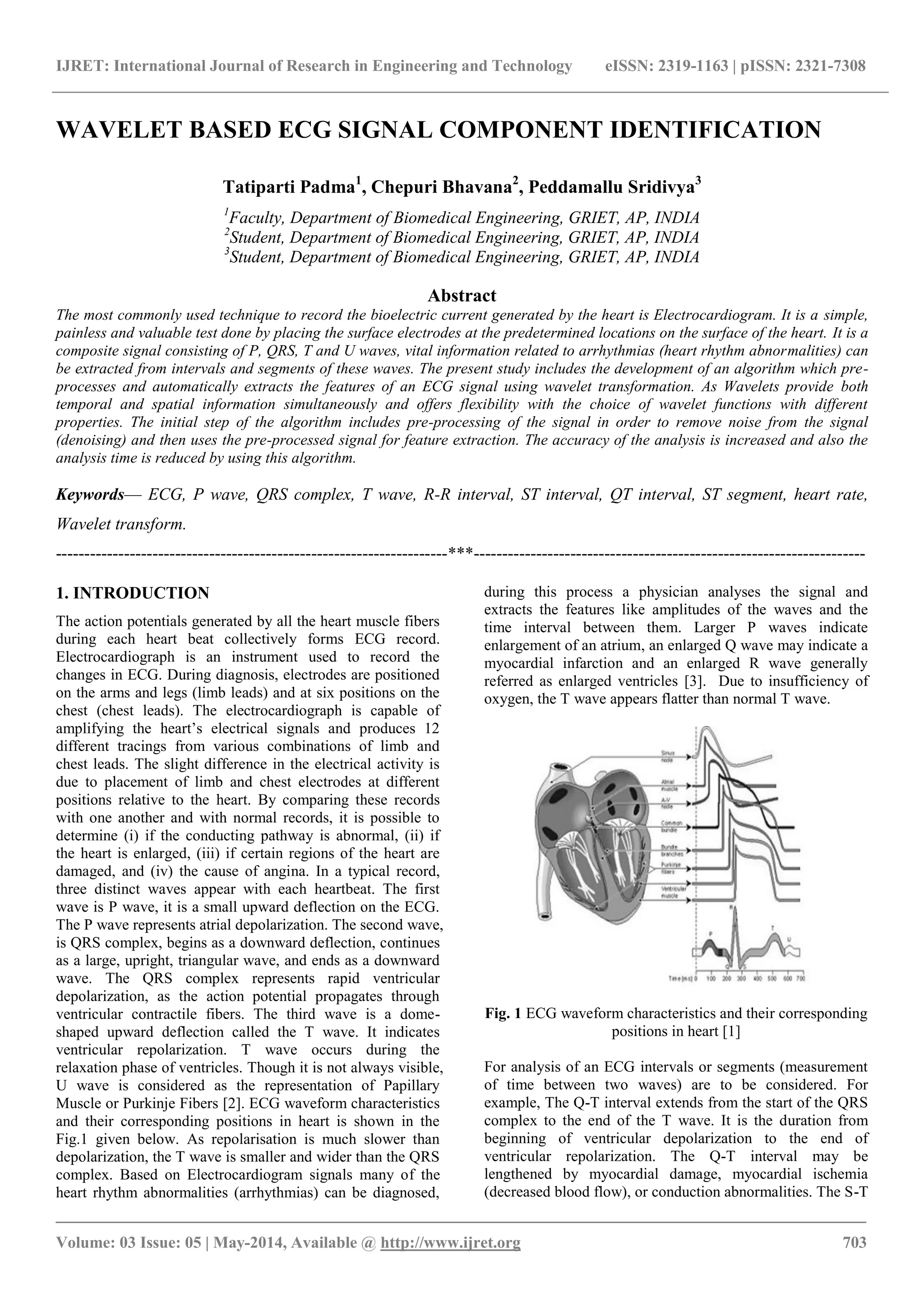 Wavelet based ecg signal component identification | PDF