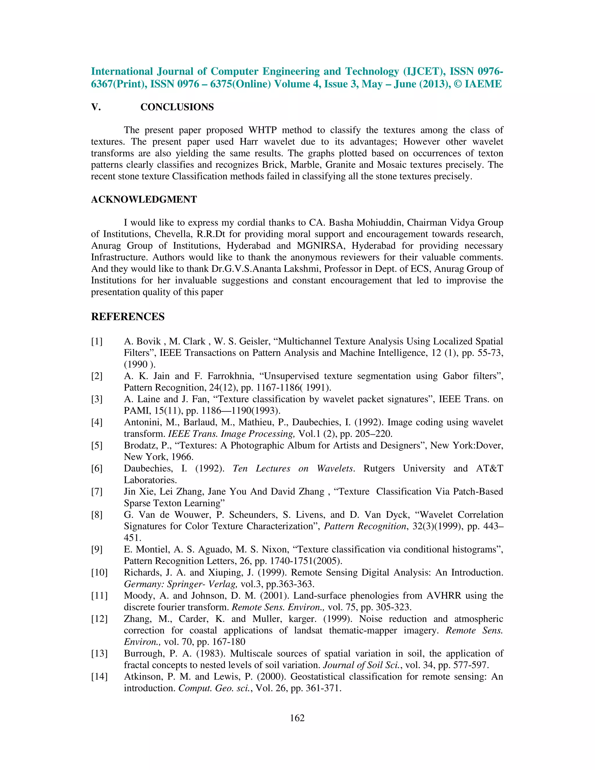 Wavelet Based Histogram Method For Classification Of Textu Pdf