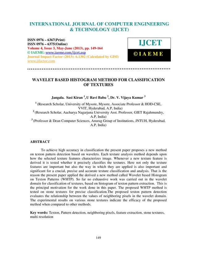 Wavelet based histogram method for classification of textu | PDF