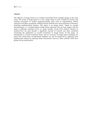 Wavelet based image fusion | PDF