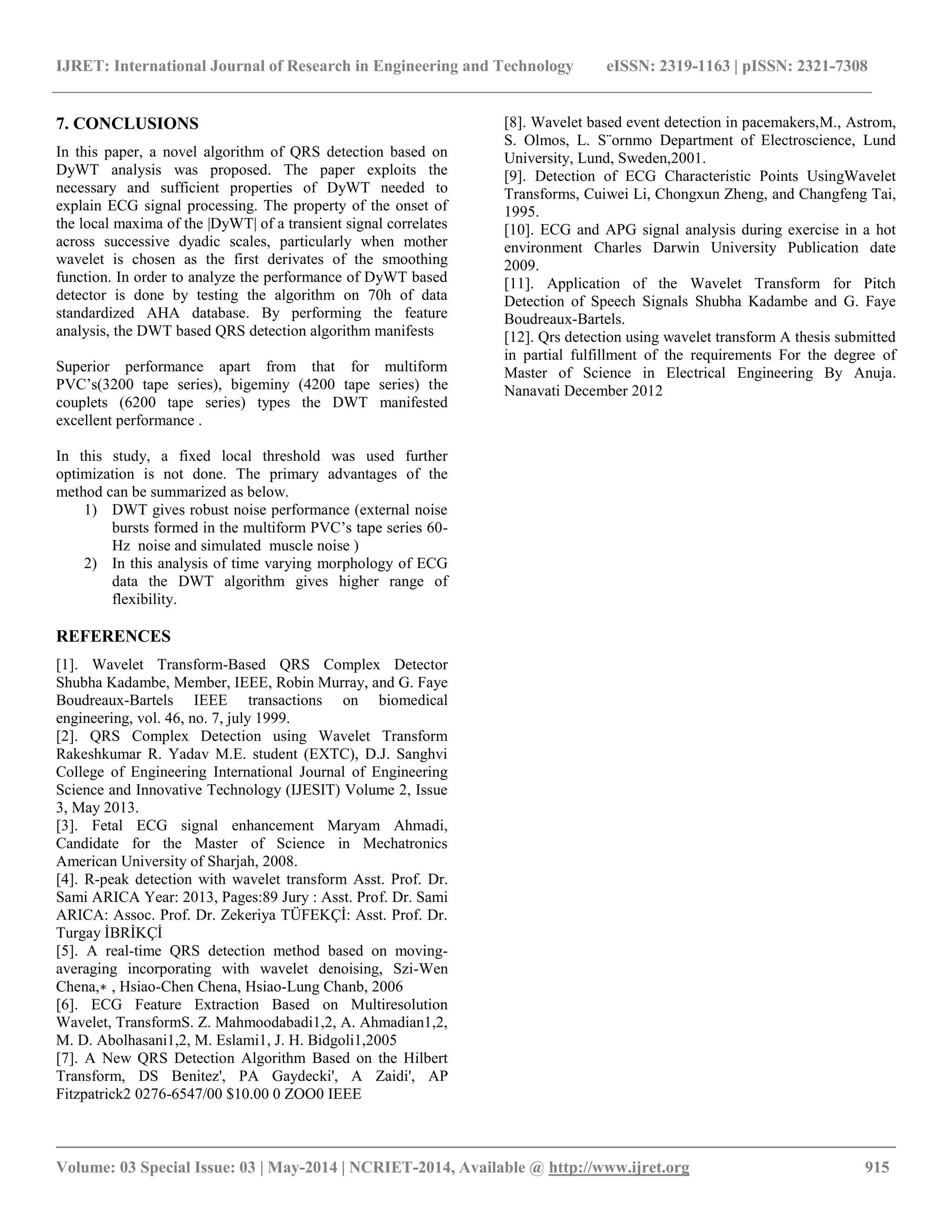 Wavelet Transform Based On Qrs Detection Using Diodic Algorithm Pdf