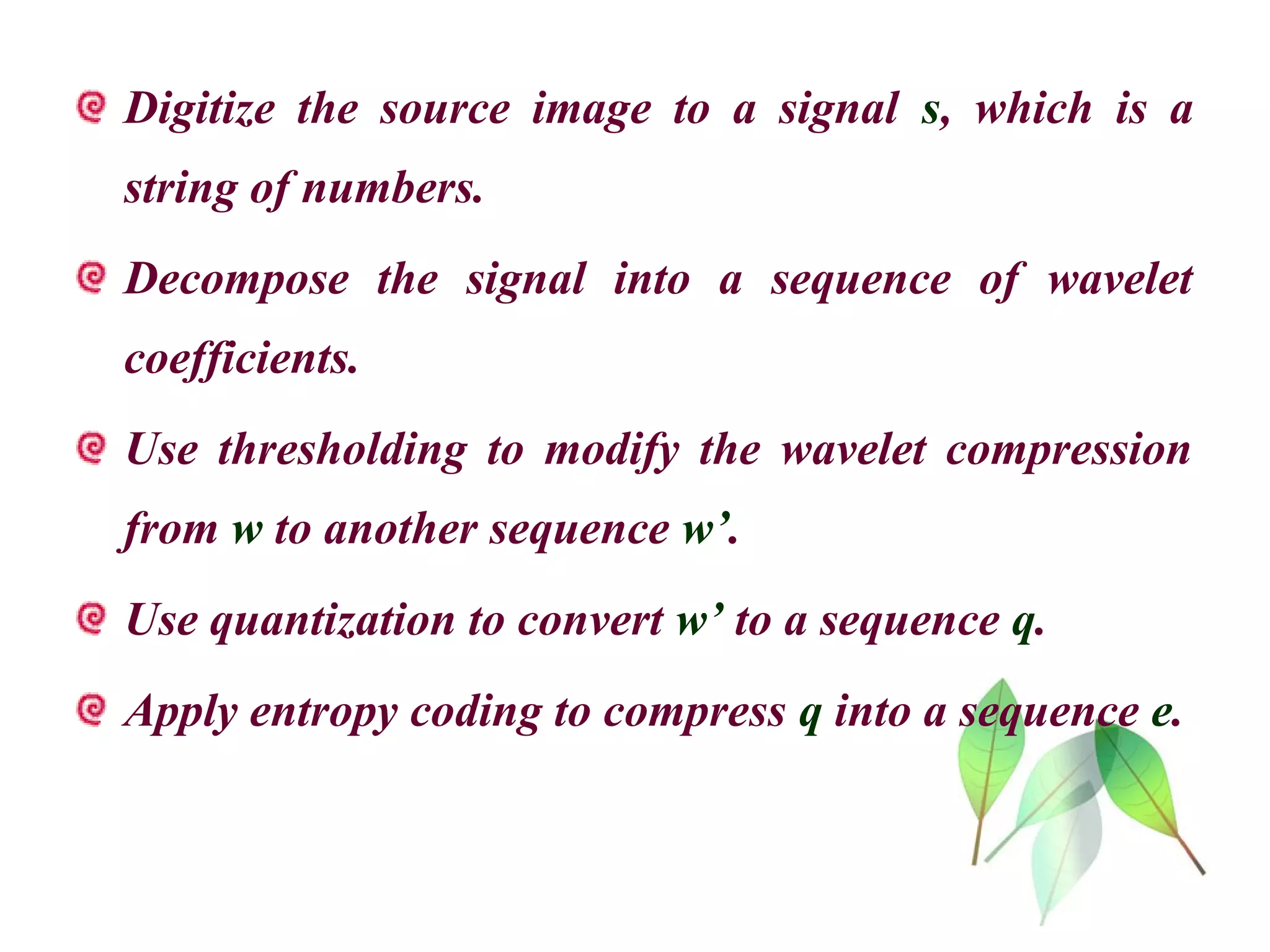 Wavelet transform in image compression | PPT