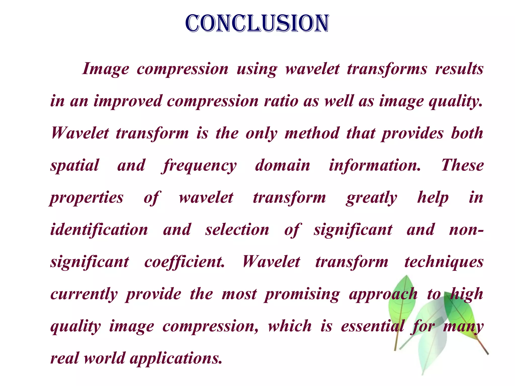 Wavelet transform in image compression | PPT