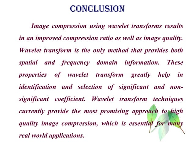 Wavelet Transform In Image Compression Ppt Science