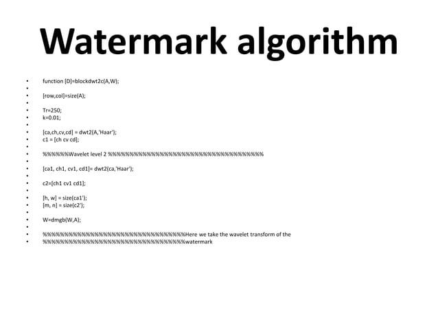 Wavelet watermark level2 | PPTX | Web Design and HTML | Internet