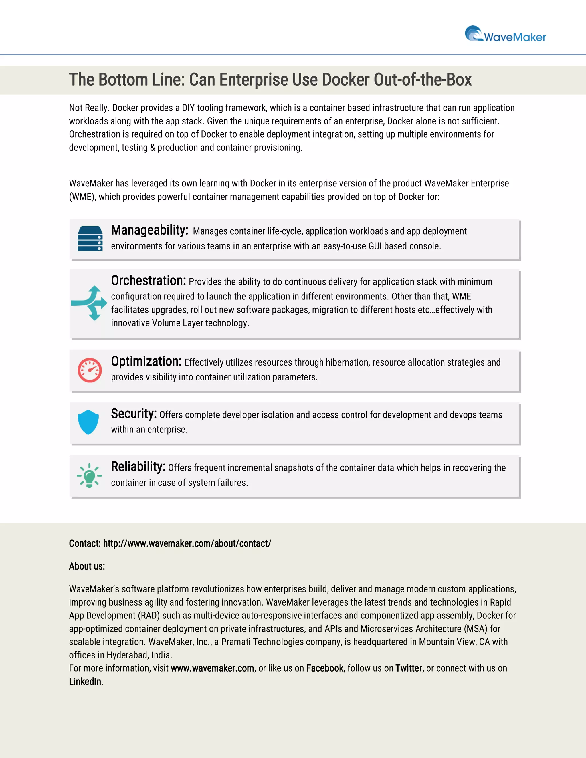 WaveMaker Case Study - Faster, Better & More Agile With Docker | PDF