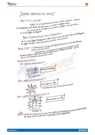 Wave Nature of Light - Physics Handwritten Notes | PDF