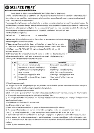 WAVE OPTICS.pdf for class 12th students | PDF