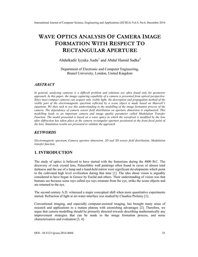 Wave optics analysis of camera image | PDF | 3-D Graphics | Computer ...