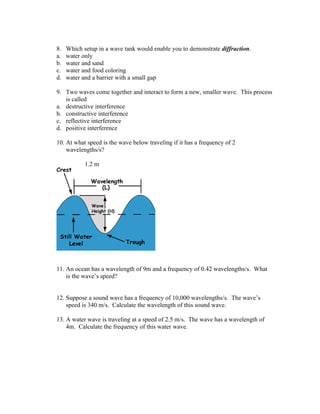 Wave properties take home test | DOC | Physics | Science