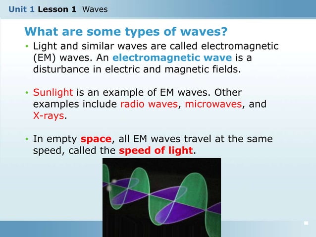 Unit 9 waves science characteristics of waved | PPT