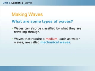 Unit 9 waves science characteristics of waved | PPT