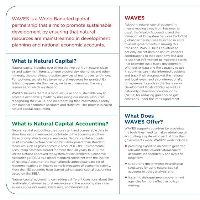 World Bank promotional brochure about natural capital accounting | PDF