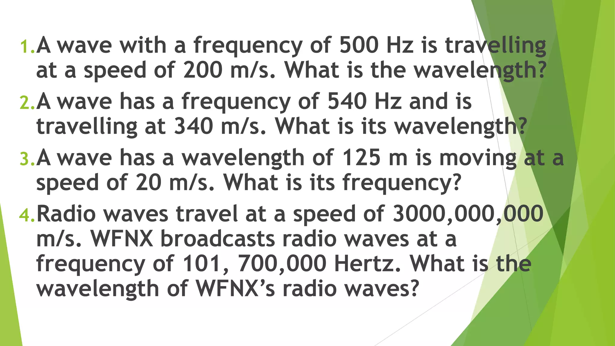 Wave speed, frequency and wavelength | PPTX