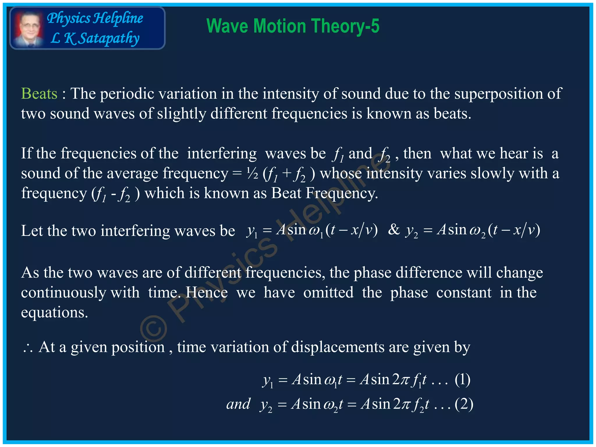 Wave Motion Theory 5/ Beats/ Doppler Effect | PPTX