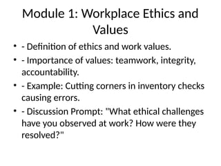 WAVE Training - Work Attitude Ethics Values | PPTX