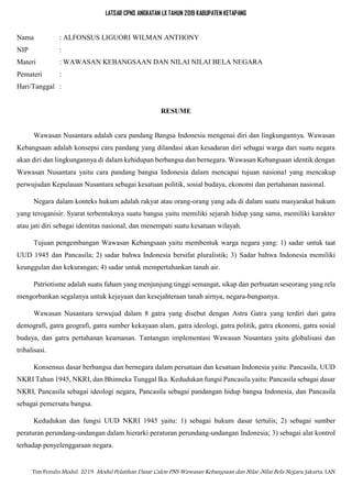 Wawasan Kebangsaan dan Nilai Nilai Bela Negara | PDF