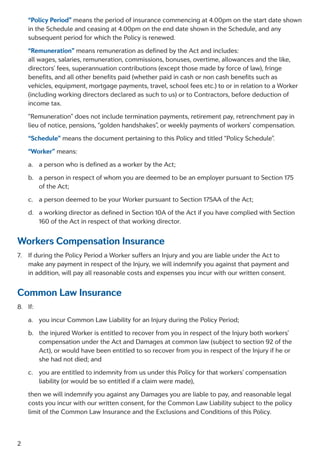 GIO WA Workers Compensation Employer Indemnity Policy | PDF