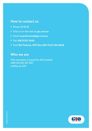 GIO WA Workers Compensation Employer Indemnity Policy | PDF