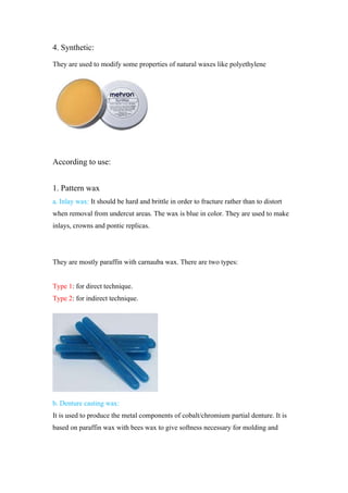 WAXES IN DENTISTRY. dental waxes prosthodontics | DOCX