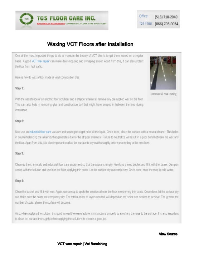Waxing VCT Floors after Installation