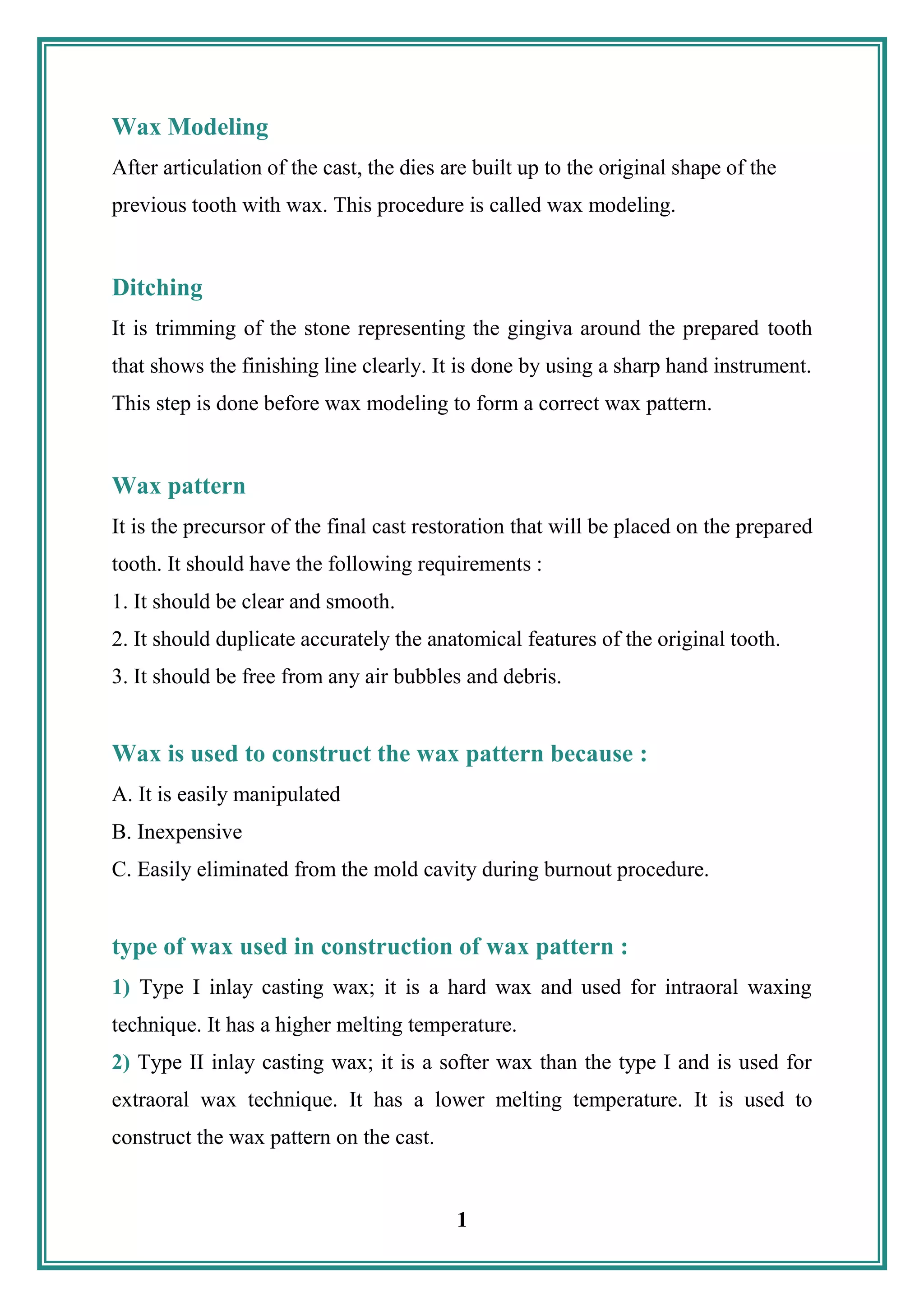 Wax modeling | PDF
