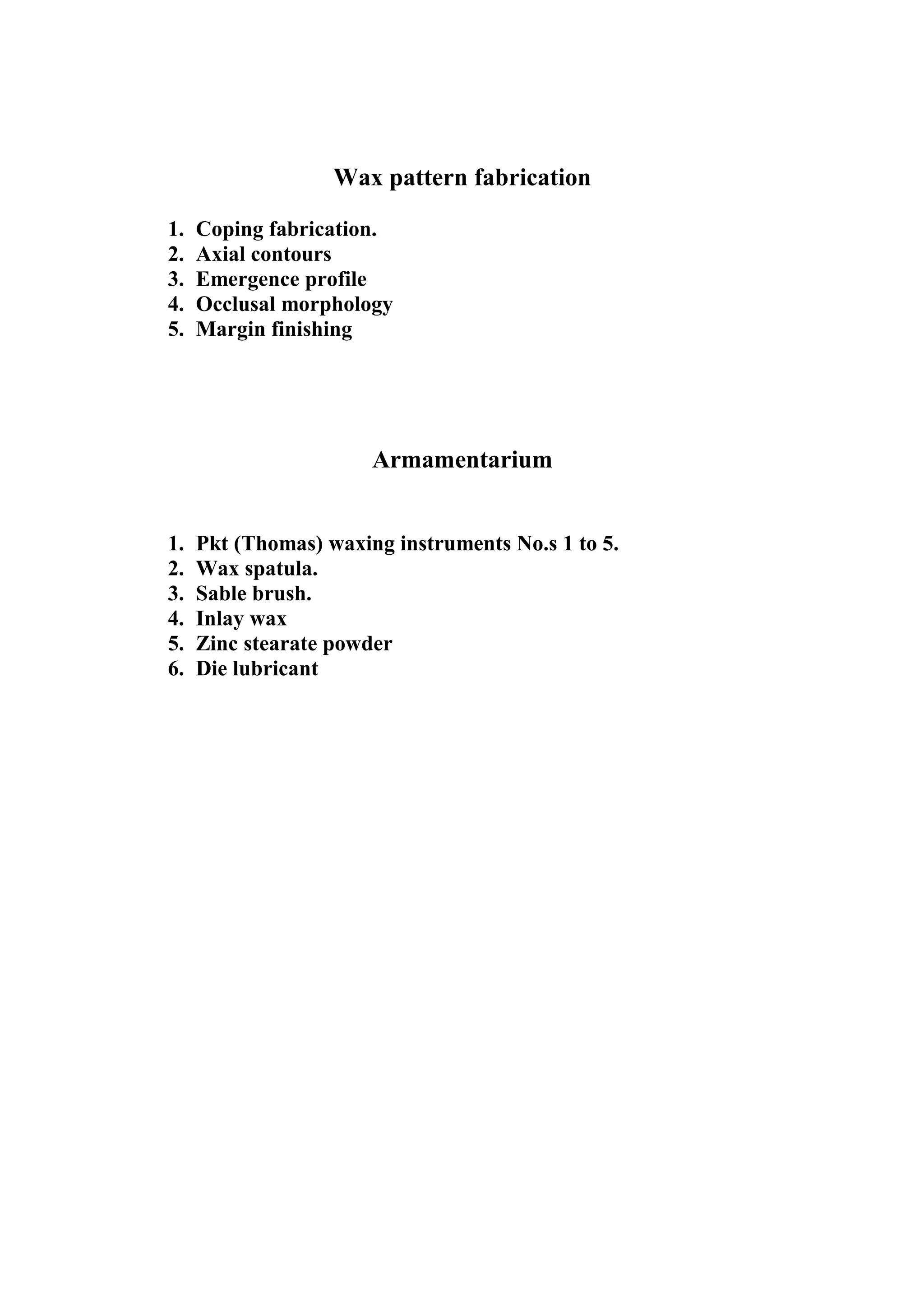 Wax Pattern Pdf