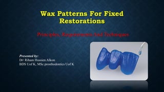 wax patterns for fixed restorations., pdf | PDF