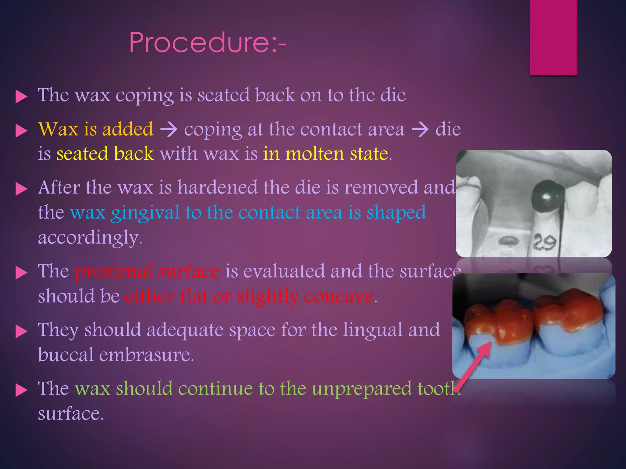 Wax patterns fabrication for fixed partial dentures | PPTX