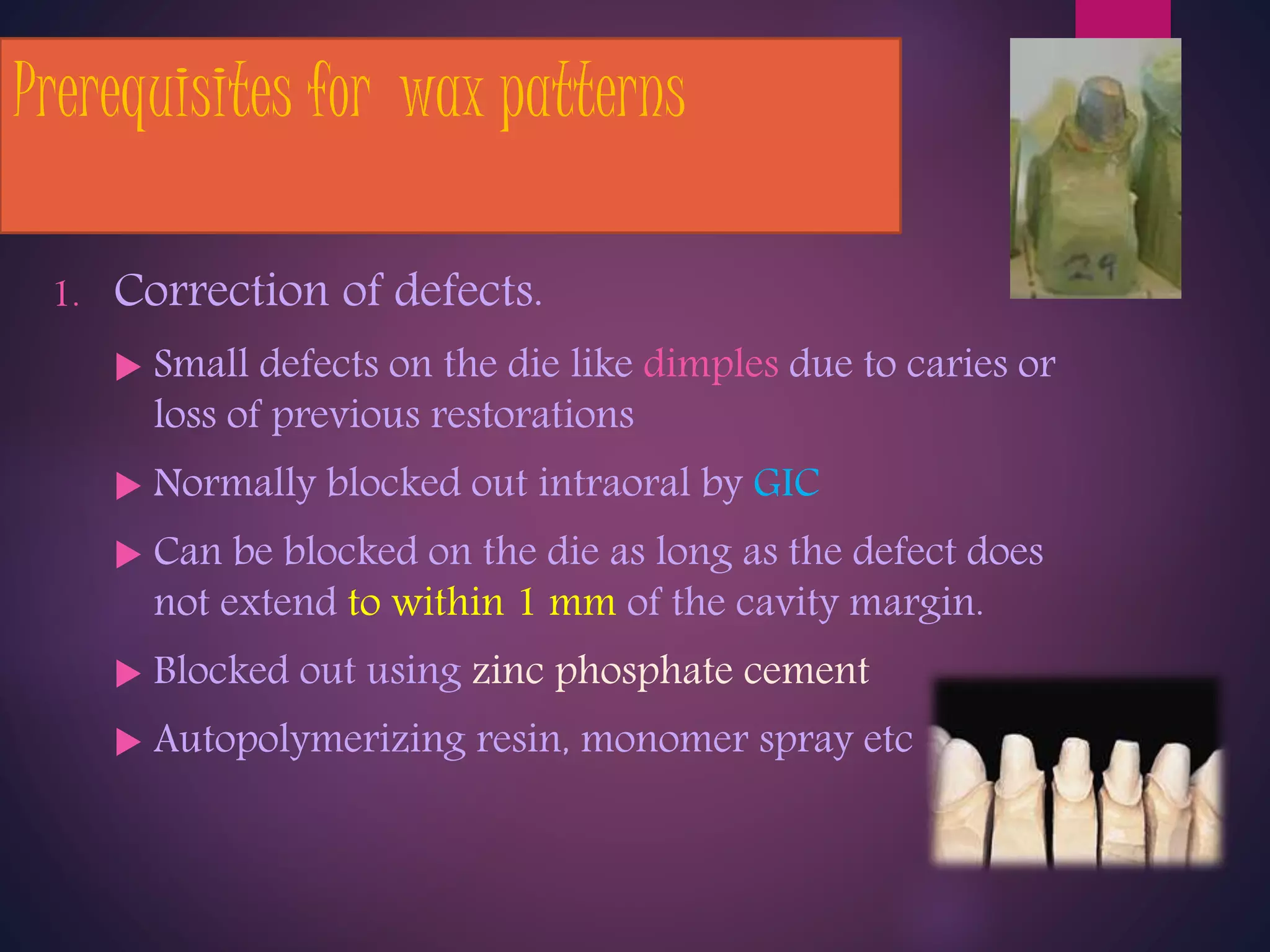 Wax patterns fabrication for fixed partial dentures | PPTX