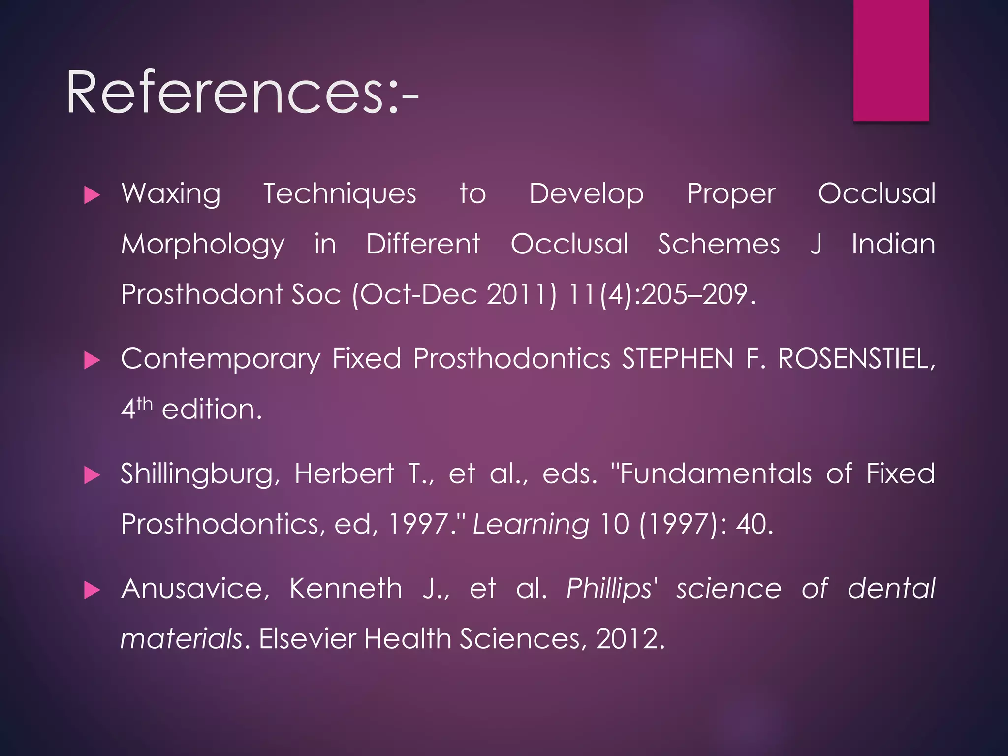 Wax patterns fabrication for fixed partial dentures | PPTX