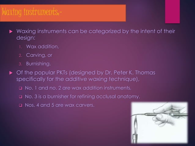 Wax patterns fabrication for fixed partial dentures | PPTX | Oral care ...