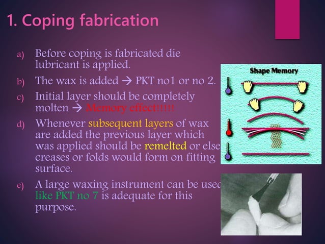 Wax patterns fabrication for fixed partial dentures | PPTX | Oral care ...