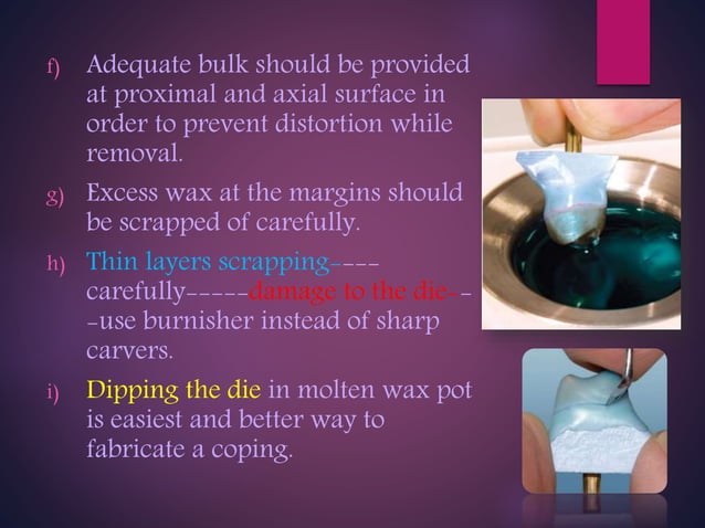 Wax patterns fabrication for fixed partial dentures | PPTX | Oral care ...