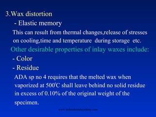 Wax patterns in fpd/ dental crown & bridge courses | PPT
