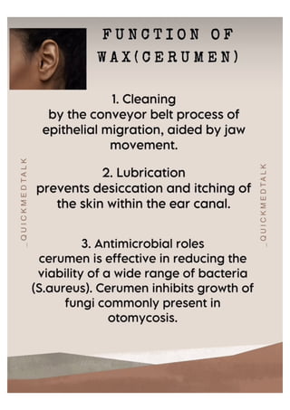 Wax physiology and Wax impaction .pdf ENT BY QUICKMEDTALK | PDF