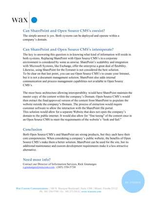 Open Source CMS vs. SharePoint | PDF | Web Development | Internet
